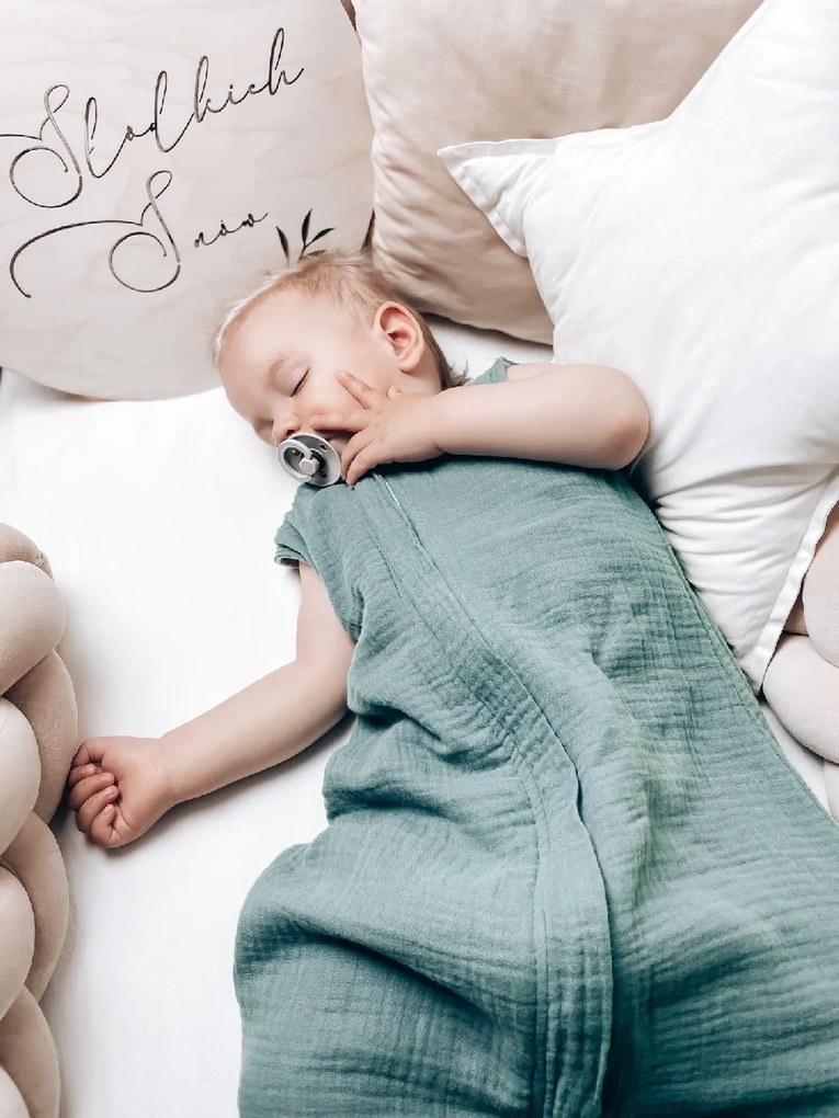 Sleepee Oboustranný mušelínový spací pytel TMAVĚ ZELENÝ Zvolte rozměr: S (0 - 4 měsíce)