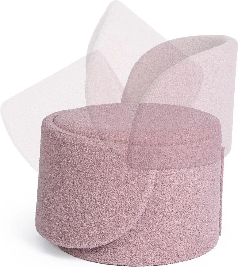 Starorůžový taburet z textilie bouclé Anthea – Yes Everyday