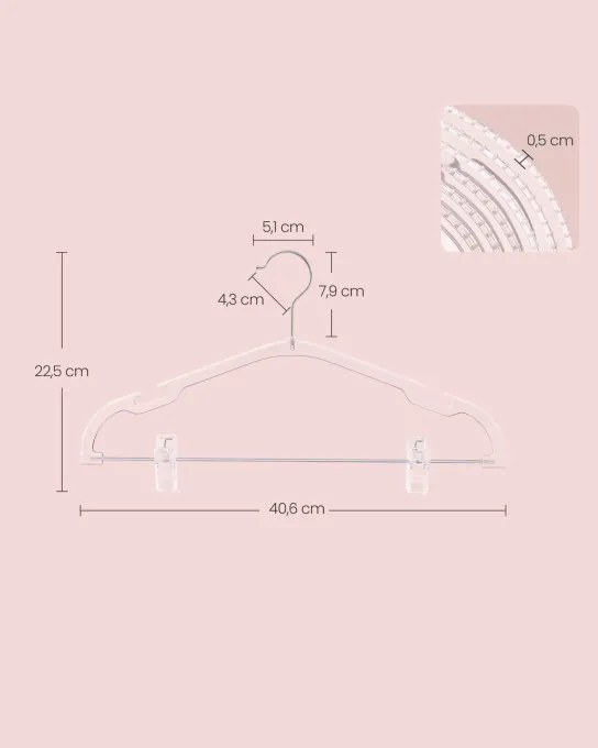 Věšáky na oblečení CRP075W01 (30 ks)