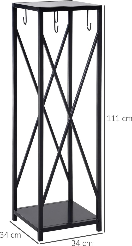 Držák na dřevo Outsunny - Sloupcový stojan na dřevo - Více příslušenství rozměr 34Š x 34H x 111V cm Metal Černý