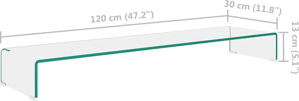 TV stolek / podstavec na monitor čiré sklo 120x30x13 cm 244133