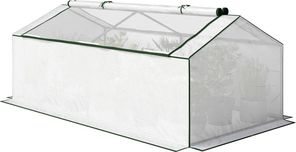 Outsunny fóliový skleník s PE sítí — mrazuvzdorný mini skleník pro balkon a zahradu, skleník na rajčata, 180 × 90 × 70 cm, bílý