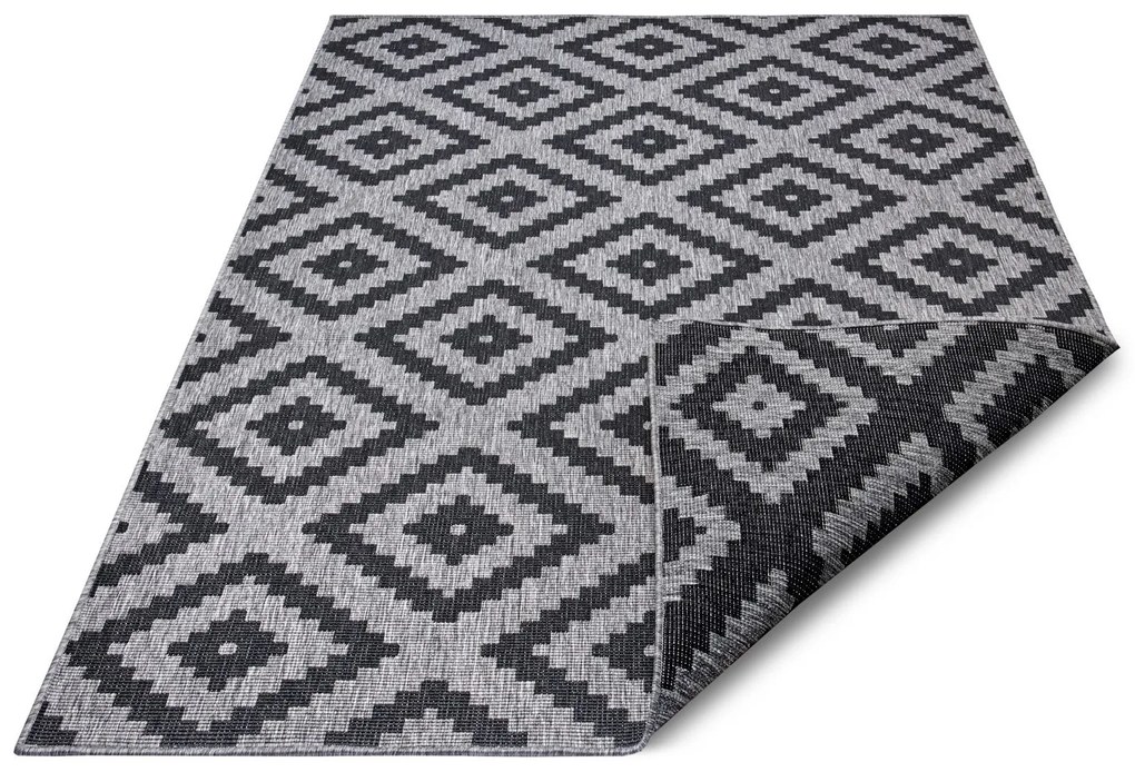 NORTHRUGS - Hanse Home koberce Kusový koberec Twin-Wendeteppiche 105461 Night Silver – na ven i na doma - 80x250 cm