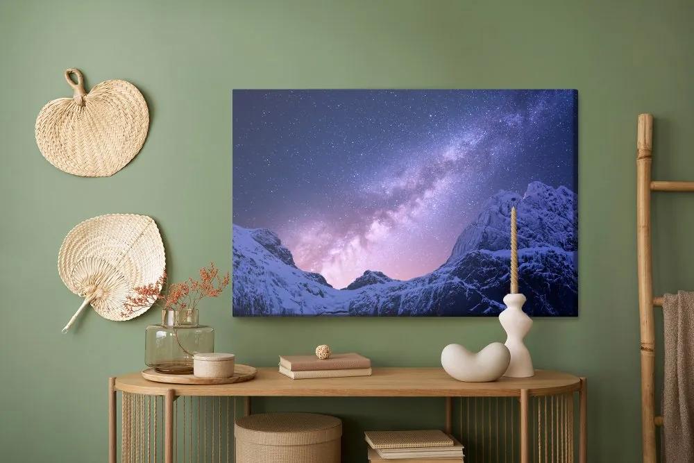 Obraz Mléčná Dráha Přes Zasněžené Hory Nedostatek Nedostatek Plátno Canvas 120x80