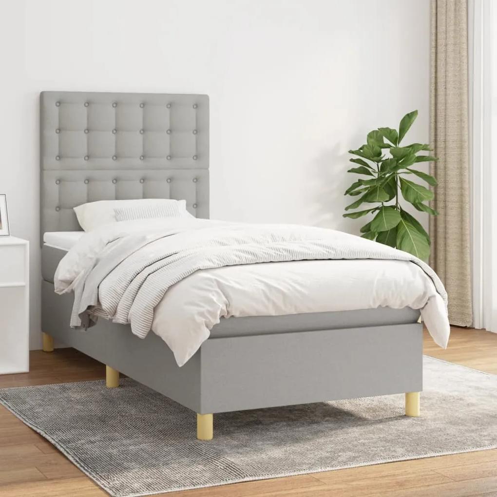 Box spring postel s matrací světle šedá 90x200 cm textil,  3142625