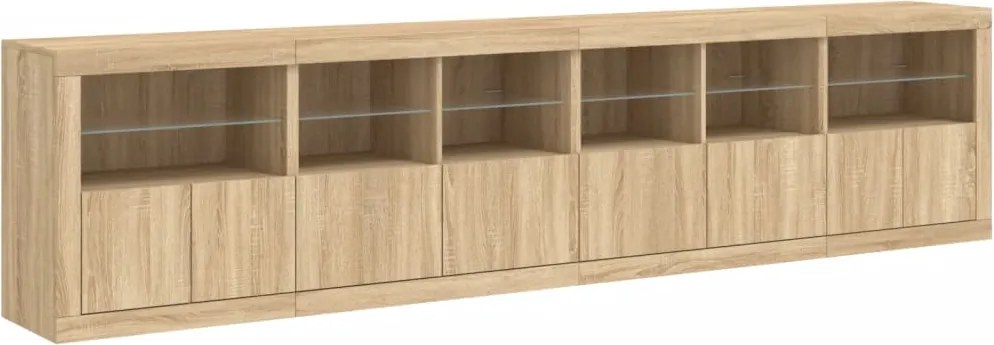 Příborník s LED osvětlením dub sonoma 283 x 37 x 67 cm 3209018