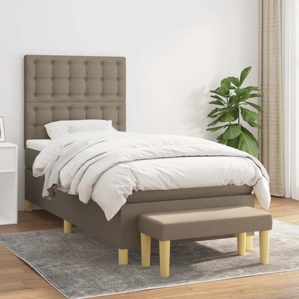 Box spring postel s matrací taupe 90x190 cm textil
