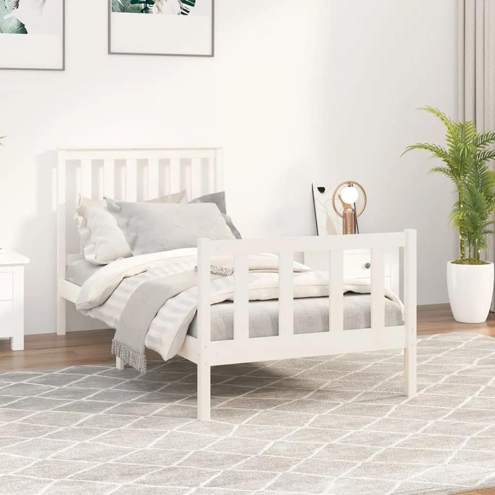 vidaXL Rám postele s čelem bílý 100 x 200 cm masivní borové dřevo