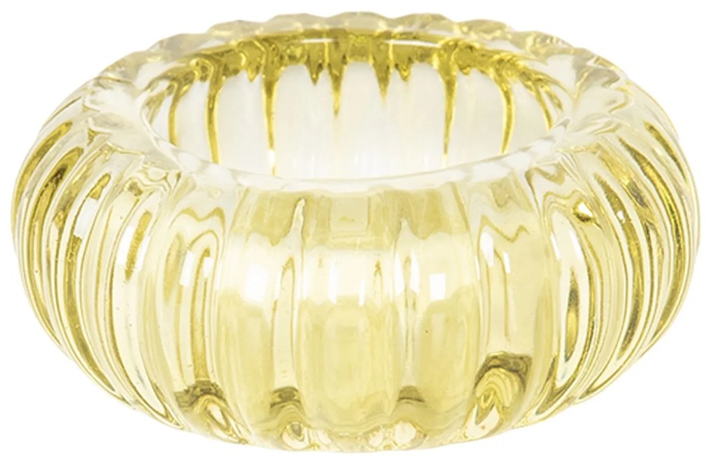 Žlutý skleněný svícen na čajovou svíčku - ∅ 9*3 cm