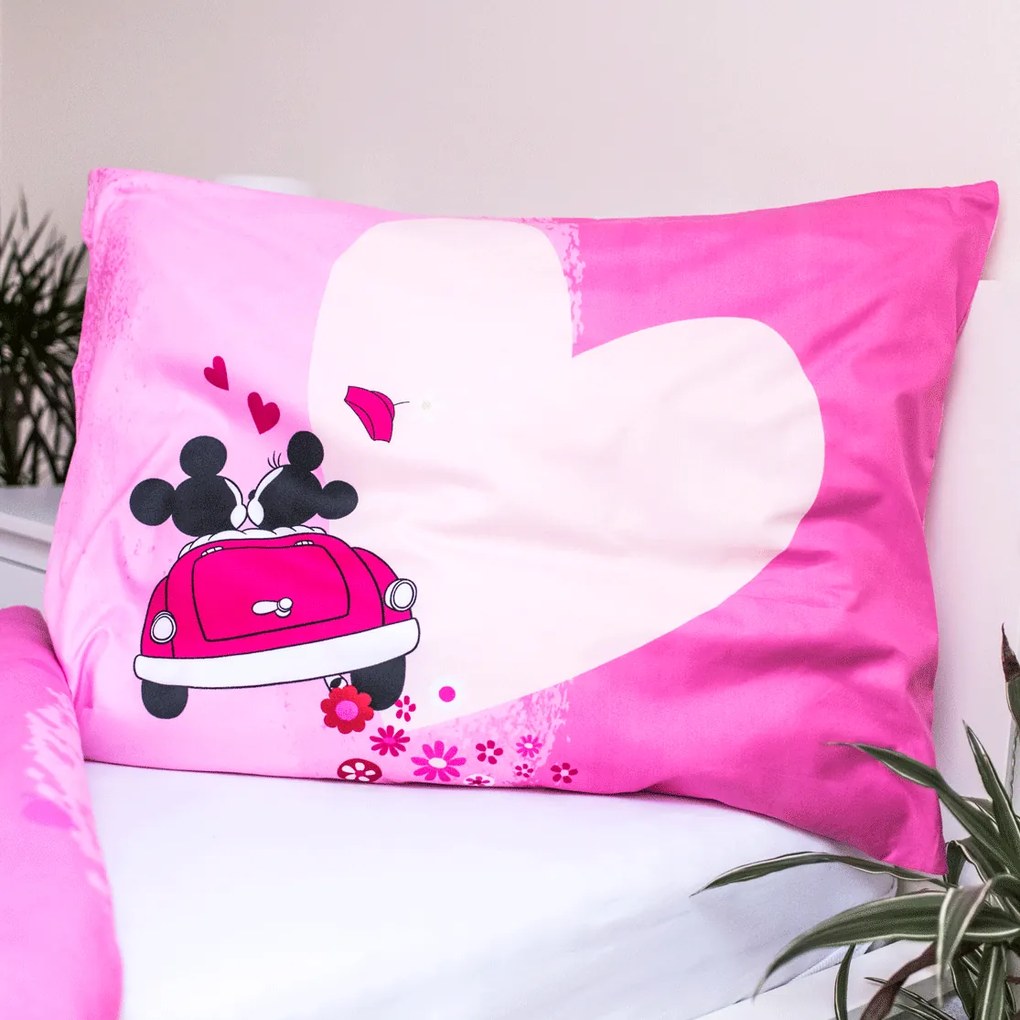 Jerry Fabrics Povlečení z mikrovlákna 140x200 + 70x90 cm - Mickey a Minnie "Love micro"