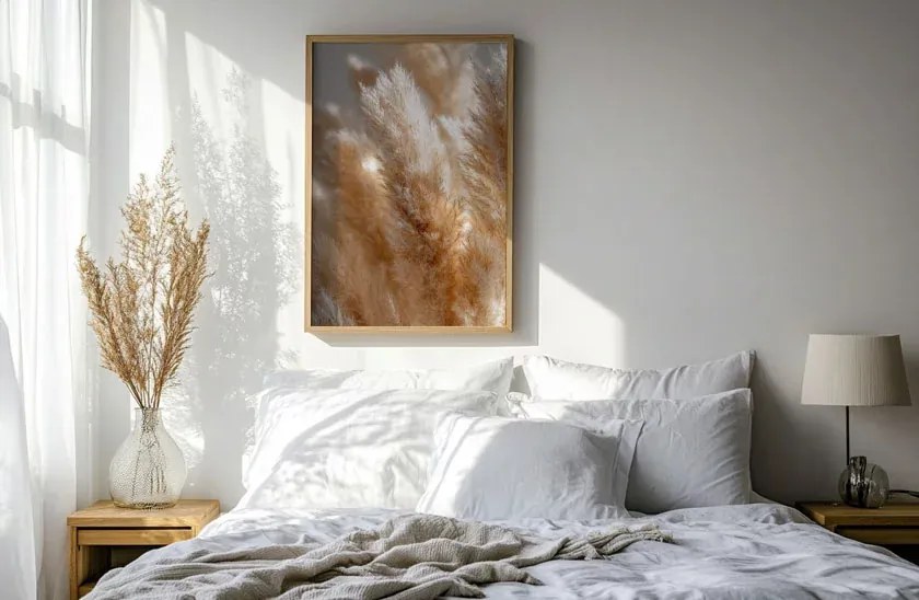 Jemnost přírody - obraz - Pampová tráva v teplých tónech 58 - 40 x 50 cm - 499 Kč