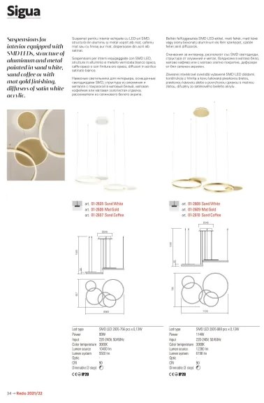 Redo 01-2607 - LED Stmívatelný lustr na lanku SIGUA LED/99W/230V 3000K hnědá