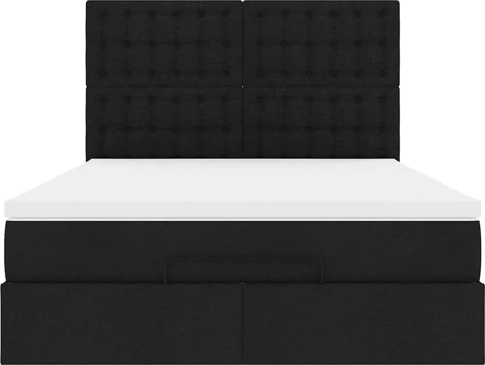 Osmanský rám postele s matrací černá 140x200cm textil 3313329