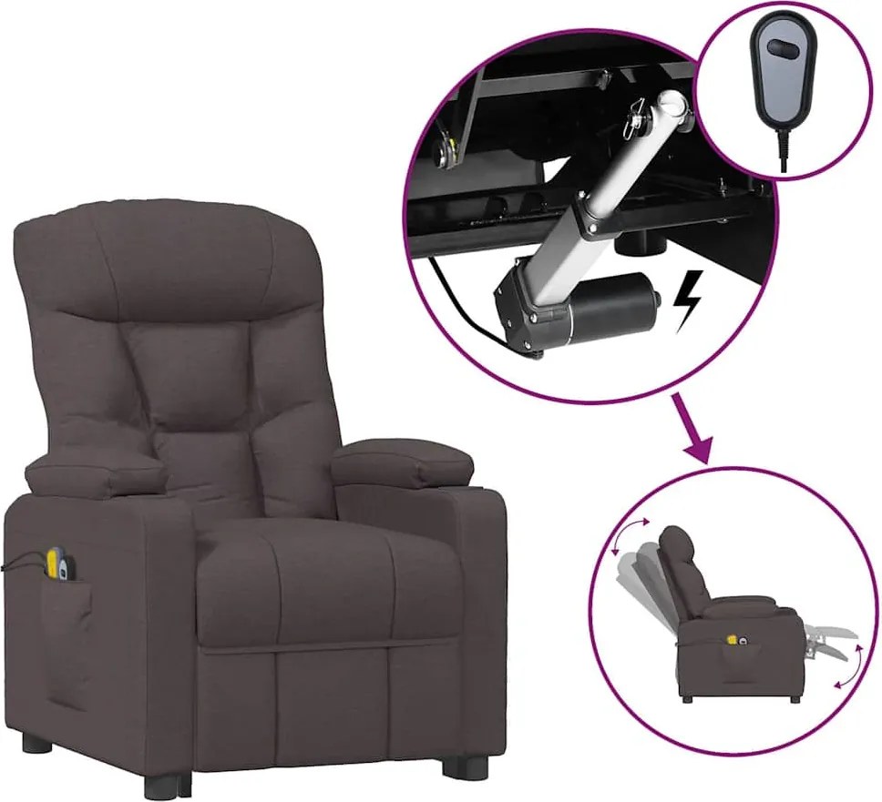 Elektrické masážní křeslo tmavě hnědé textil 3098832
