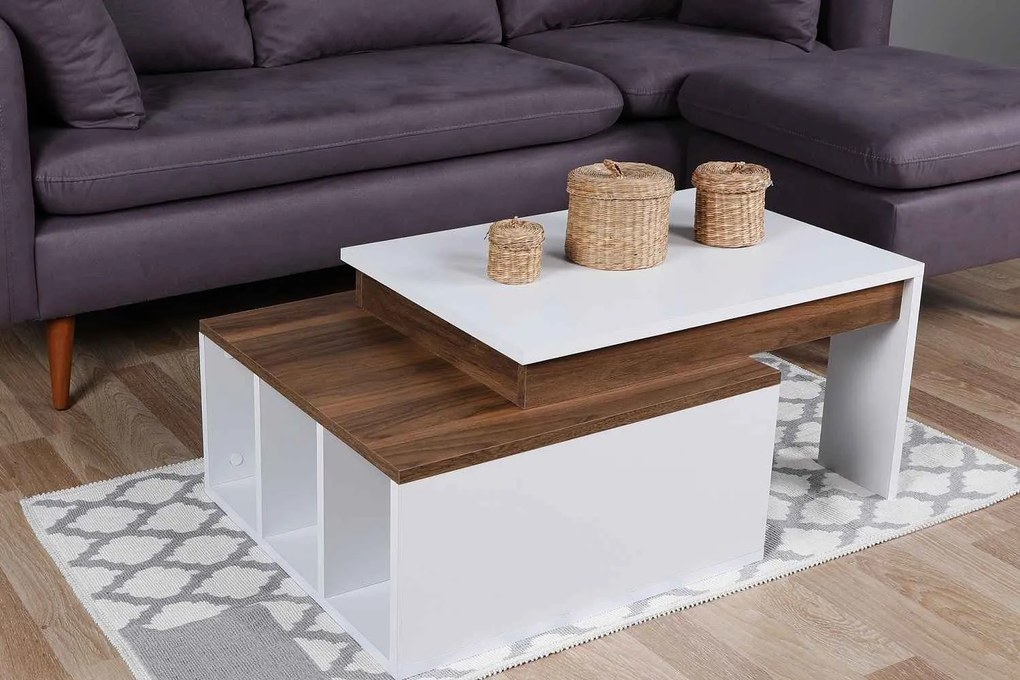 Designový konferenční stolek Calais 90 cm ořech bílý