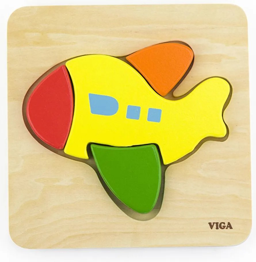 Dřevěné puzzle pro nejmenší Viga Letadlo Barva: multicolor