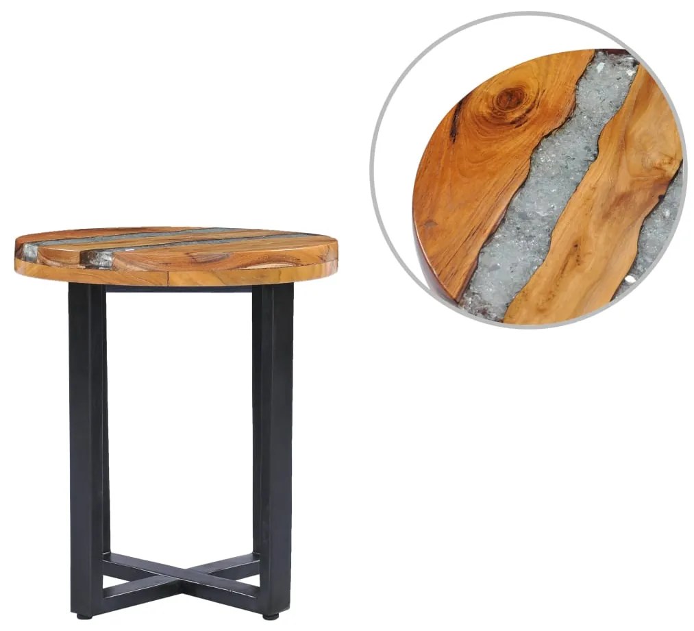 Konferenční stolek 40 x 45 cm masivní teak a polyresin - Default Title