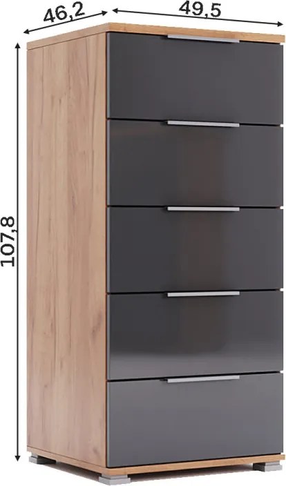 Komoda 5 zásuvek Lava / dub kraft Luna
