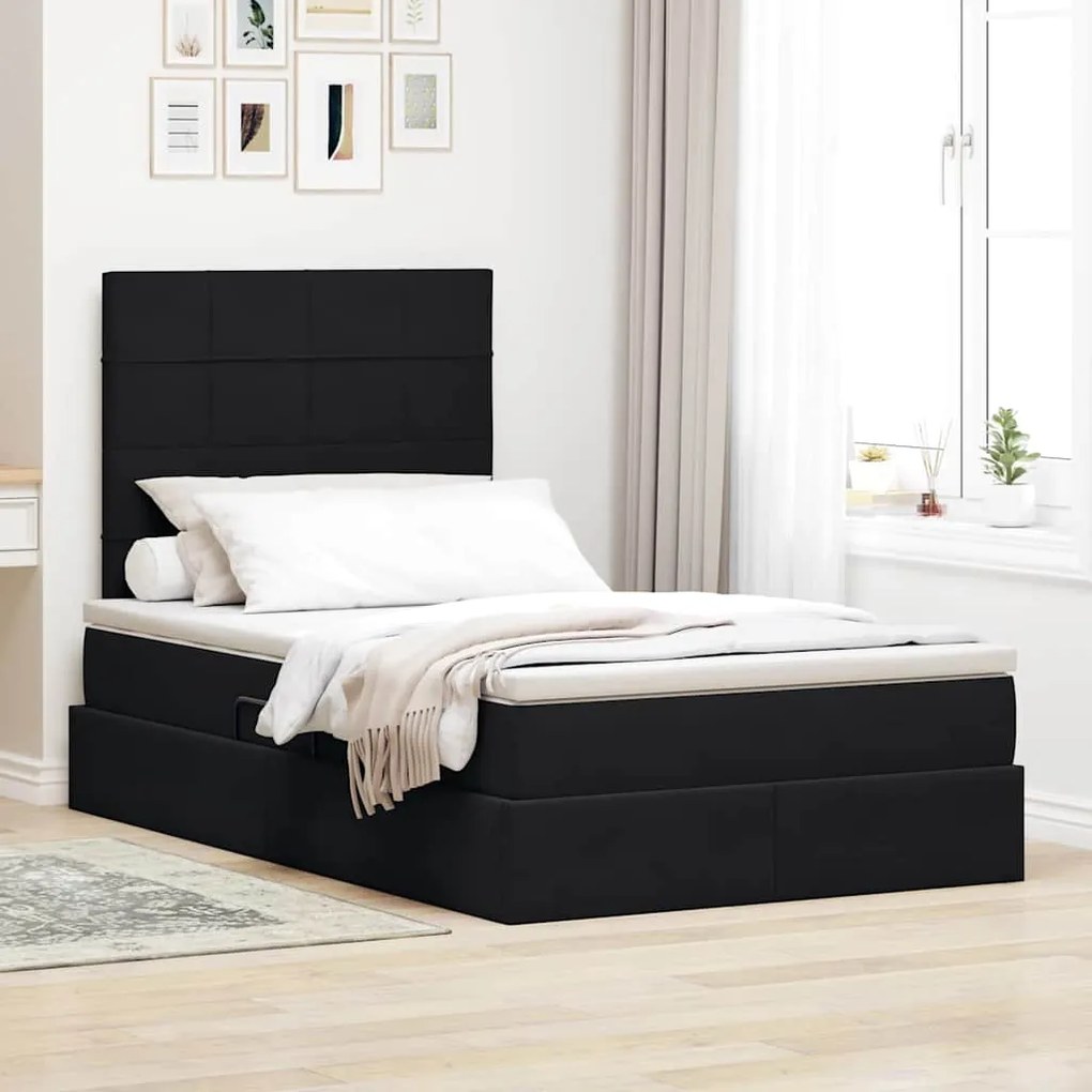 Postel s úložným prostorem a matrací Černá 120 x 200 cm samet 3372023
