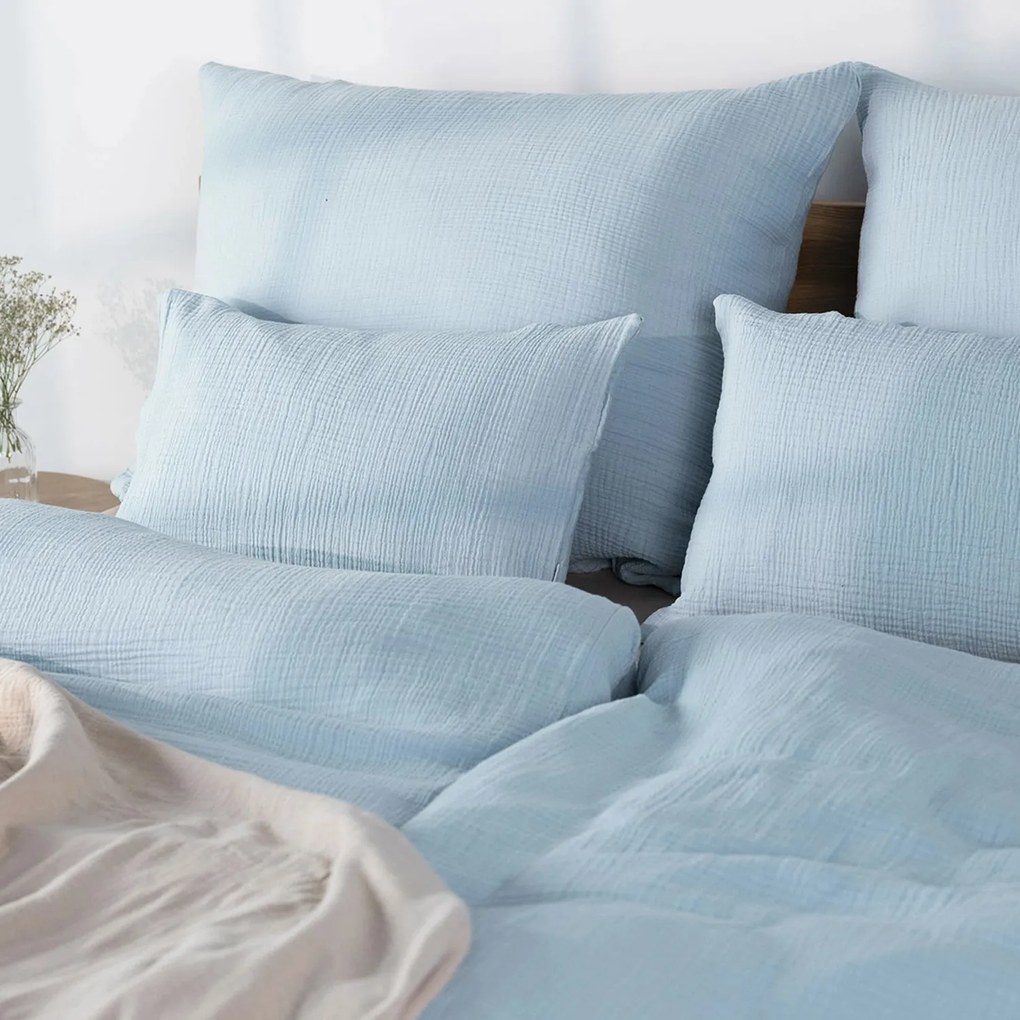 Celoroční mušelínové povlečení Ice Blue - GOTS Velikost: atypický 200 x 200 + 2 x 70 x 90