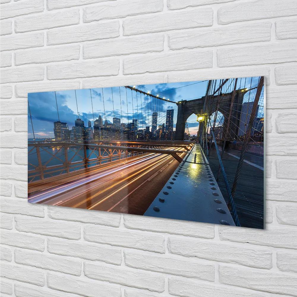akrylový obraz Mrakodrapy bridge river 100x50 cm