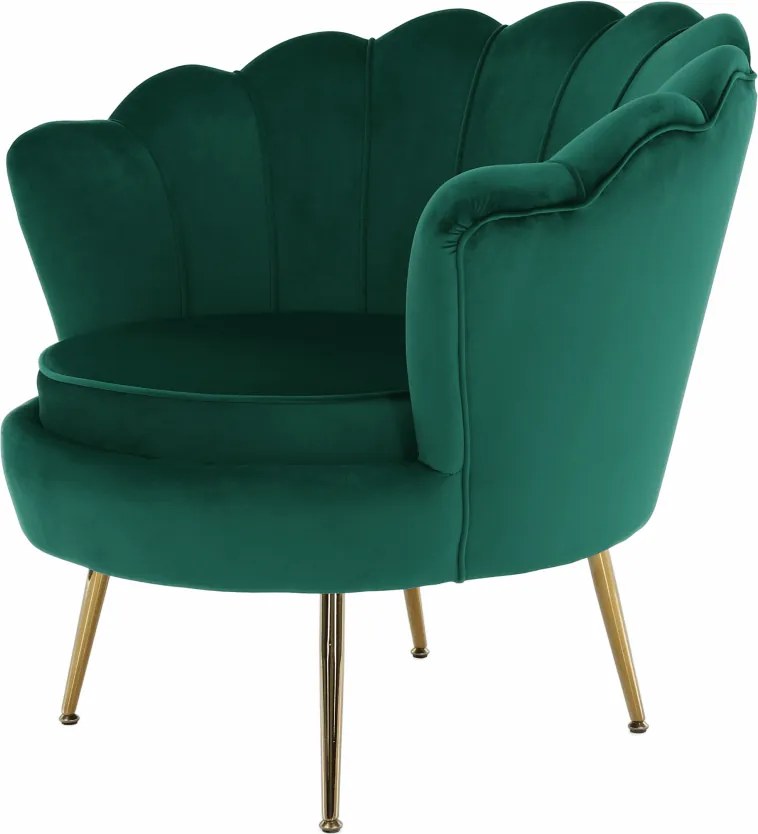 Křeslo ve stylu Art-deco, smaragdová Velvet látka / gold chrom-zlatý, NOBLIN