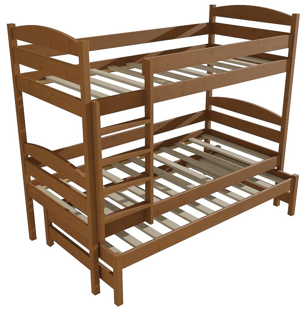 Vomaks Patrová postel s výsuvnou přistýlkou PPV 009 Rozměr: 80 x 180 cm, Barva: bezbarvý lak, Prostor mezi lůžky: 80 cm