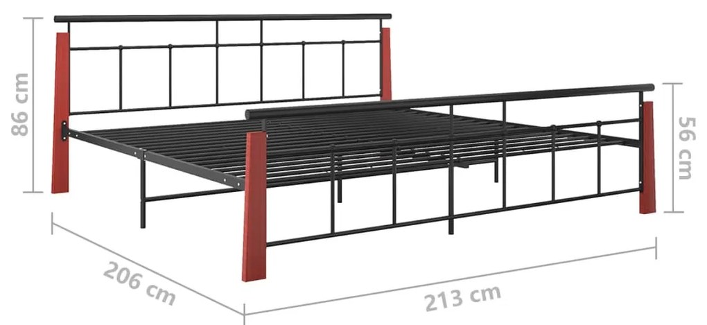 vidaXL Marketos Rám postele kov a masivní dubové dřevo 200 x 200 cm