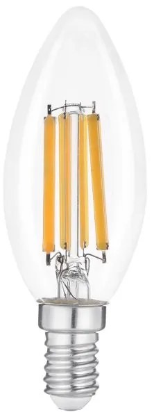 Prémiová retro LED žárovka svíčka E14 6,5W 806lm, denní, filament, ekv. 60W, 3 roky