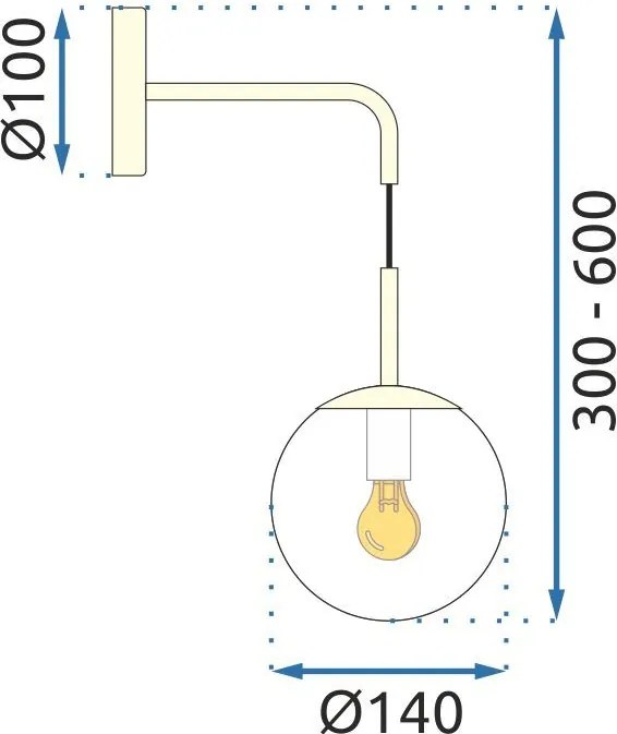 Toolight - nástěnná skleněná lampa E27 60W APP685-1W, zlatá, OSW-00095