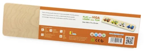 Dřevěná vkládačka s úchyty Viga 44535 autíčka