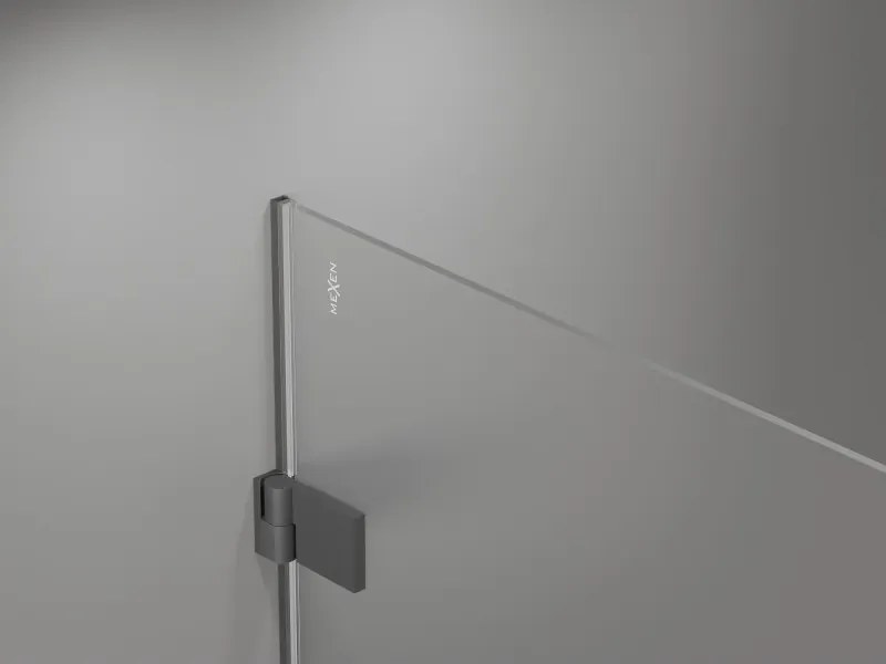 Mexen Lunar-B, výklopný sprchový kout levý 85 x 70 cm, 8mm čiré sklo, grafitový profil, 832-085-070-95-00-L