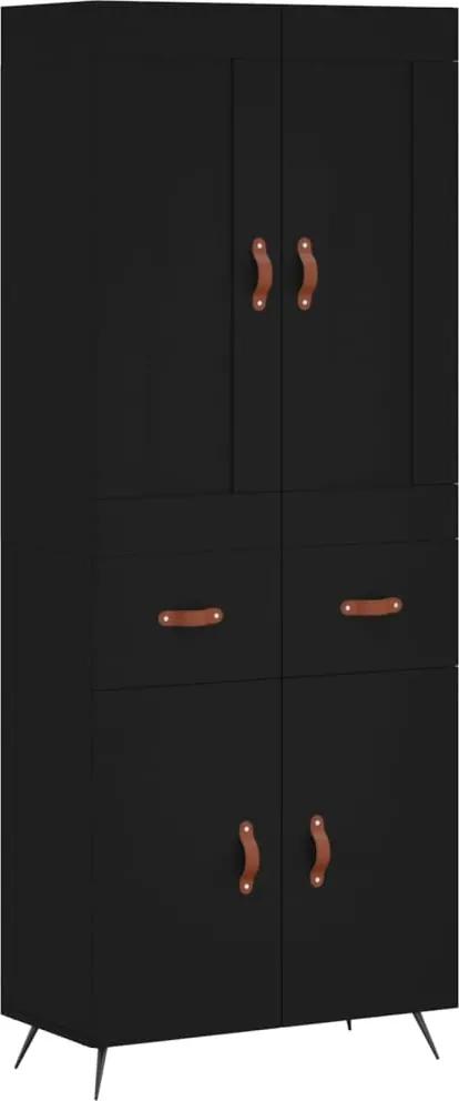 vidaXL Skříň highboard 69,5 x 34 x 180 cm kompozitní dřevo [3199850] Barva: Černá