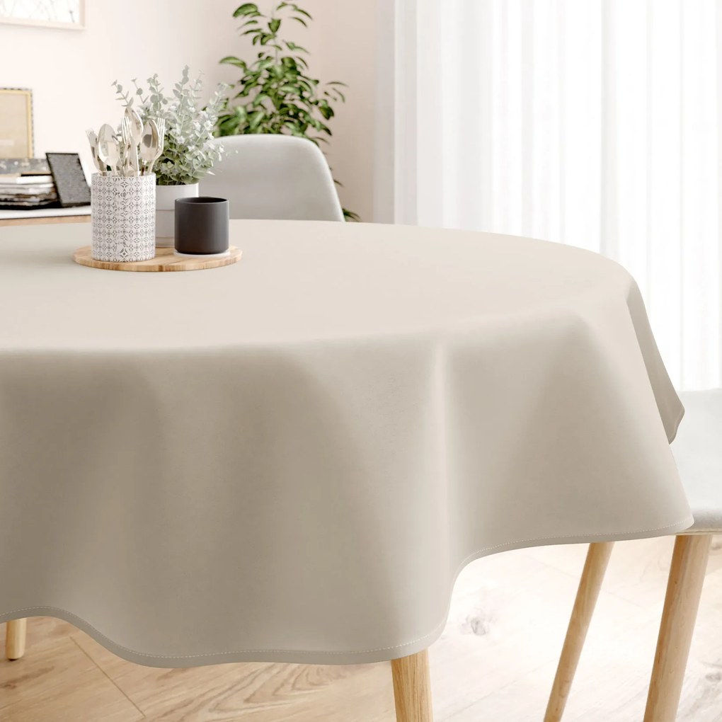 Goldea kulatý ubrus 100% bavlněné plátno - latte Ø 120 cm