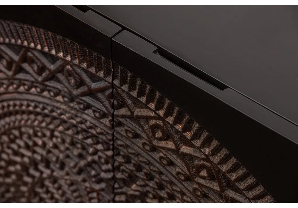 Massive home | Dřevěná designová komoda Black Mandala mango