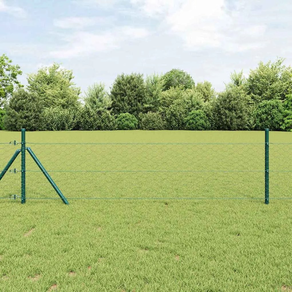 Hexagonální kotvení plotu 10 x 1,4 m Ocel potažená PVC Zelená 3352647