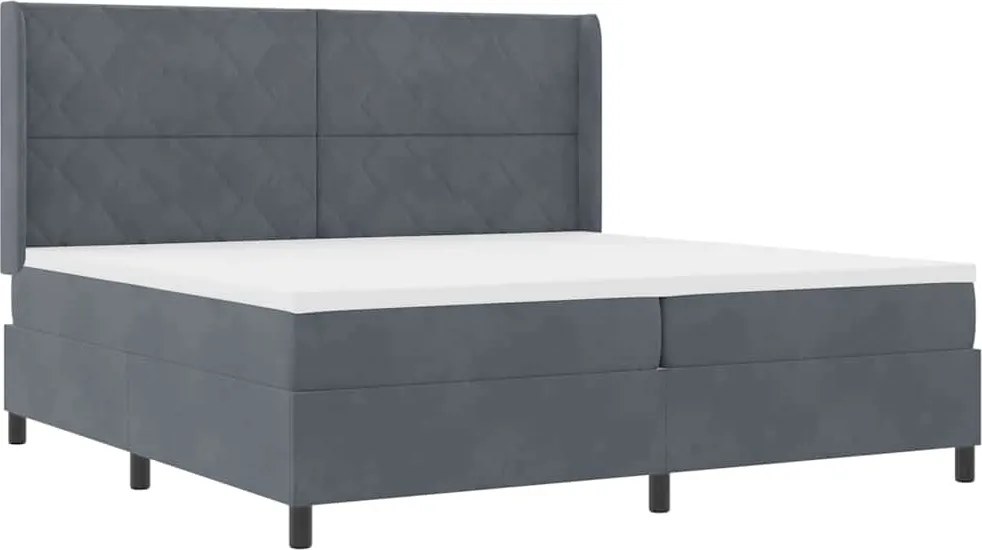 Postel s boxspringem s čelo Tmavě šedá 200 x 200 cm samet 3342081