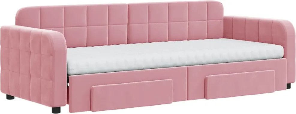 Válenda s přistýlkou a zásuvkami růžová 80 x 200 cm samet 3196997