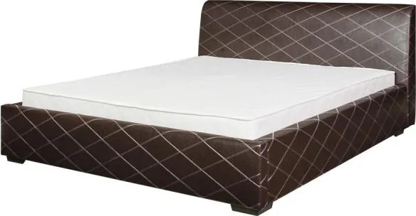 Manželská postel Bormio (eko-kožené hnědé diamanty), velikost: 130x200