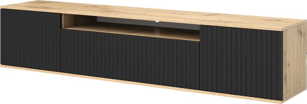 Eka Závěsný stolek pod televizi GANA 200 cm, Dub Artisan/Černá