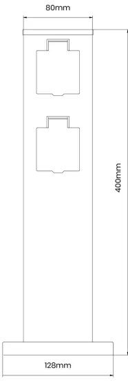 Venkovní zásuvkový sloupek 2Z SCHUKO 230V IP44 40 cm černá