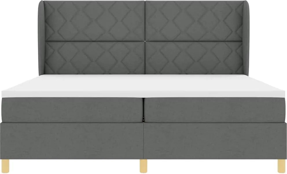 Postel s boxspringem s čelo Tmavě šedá 200 x 200 cm textil 3340838