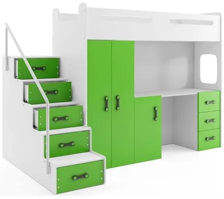 Dětská patrová postel MAX IV 80x200 cm - bílá Zelená