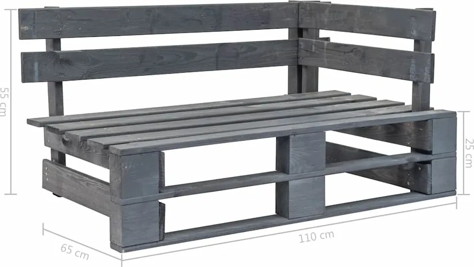 vidaXL Zahradní rohová lavice z palet dřevo [44698] Barva: Černá