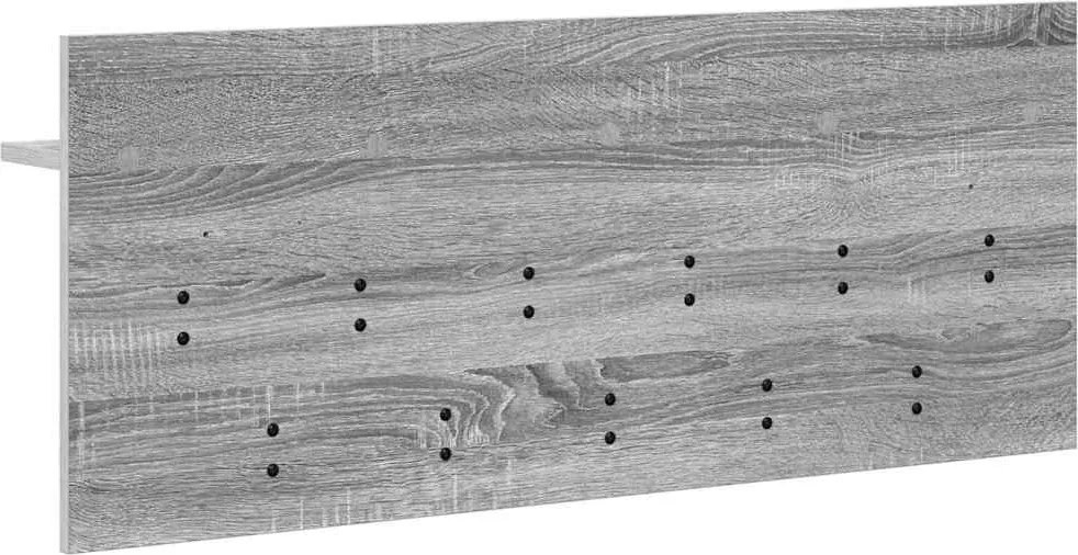 věšák, nástěnný, 1 prkno, háčky, kompozitní dřevo, 40x100x12 cm, šedá sonoma, Dekorino TK20260019