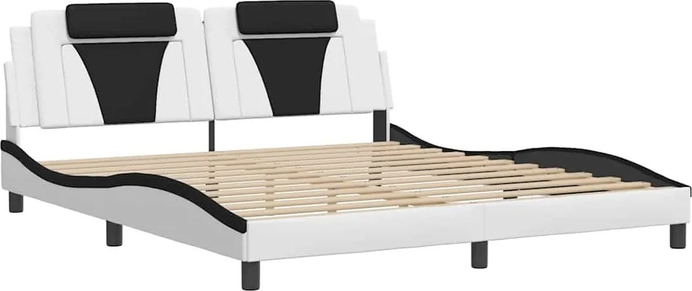 Rám postele Viana bez matrace bílý a černý 180 x 200 cm umělá kůže 3208116