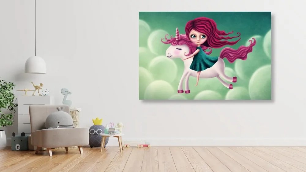 Obraz holčička s jednorožcem - 120x80 cm