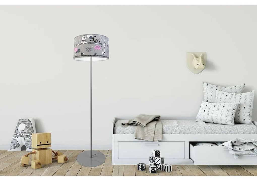 Dětská stojací lampa Ladybird, 1x textilní stínítko se vzorem, (výběr ze 2 barev konstrukce), o