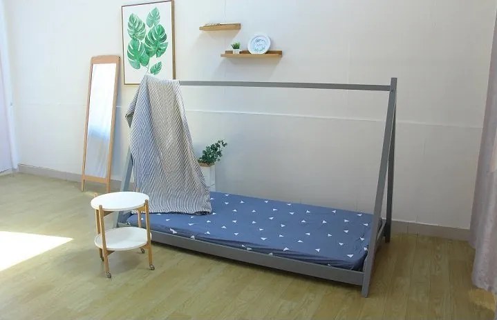 Tempo Kondela Montessori postel, borovicové dřevo, šedá, GROSI
