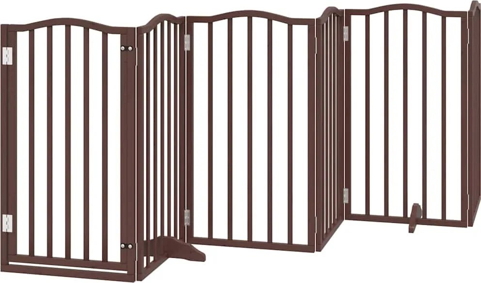 Zábrana pro psy s dvířky skládací 12 panelů hnědá 600 cm topol 3155607